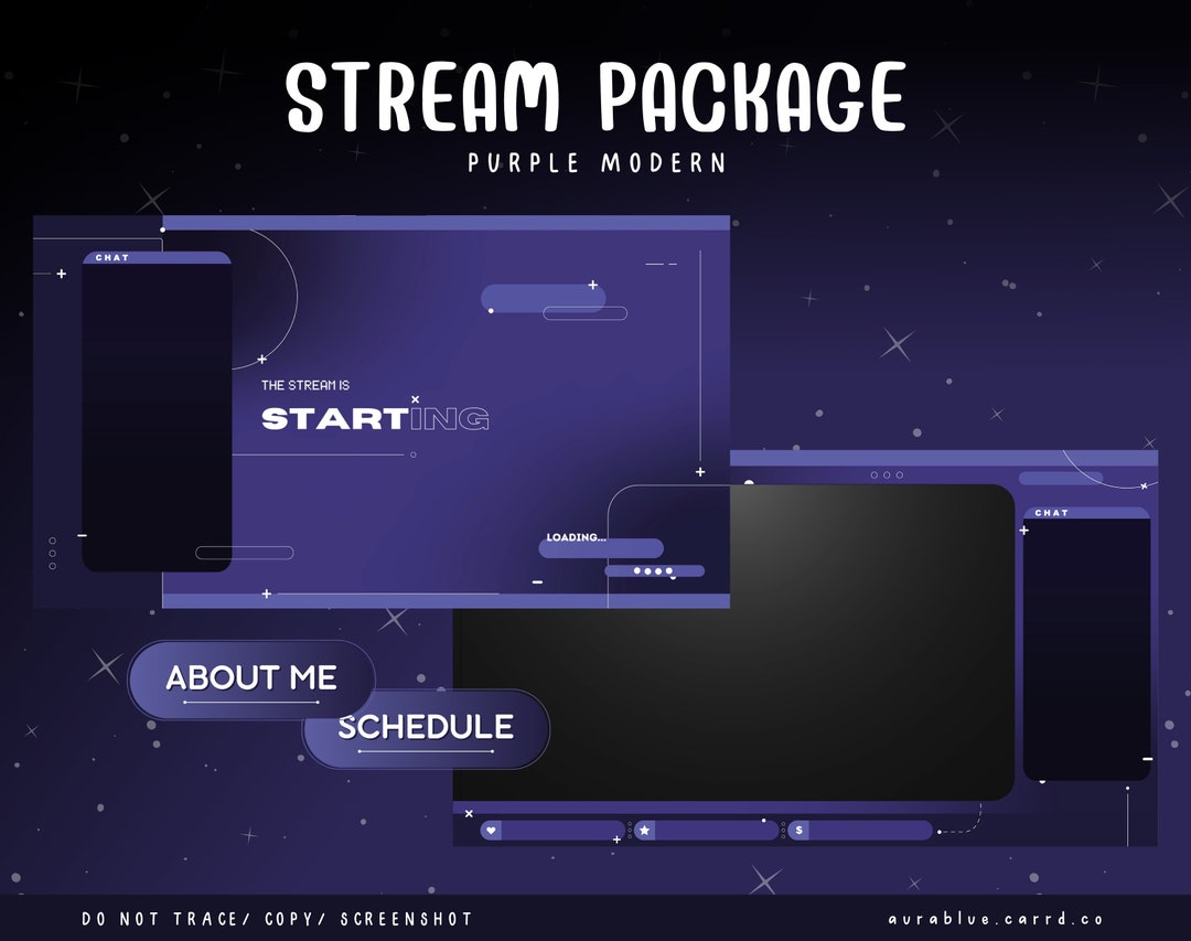Purple Modern Streaming Overlay- Stream Bundle - Twitch - Overlay- Game ...