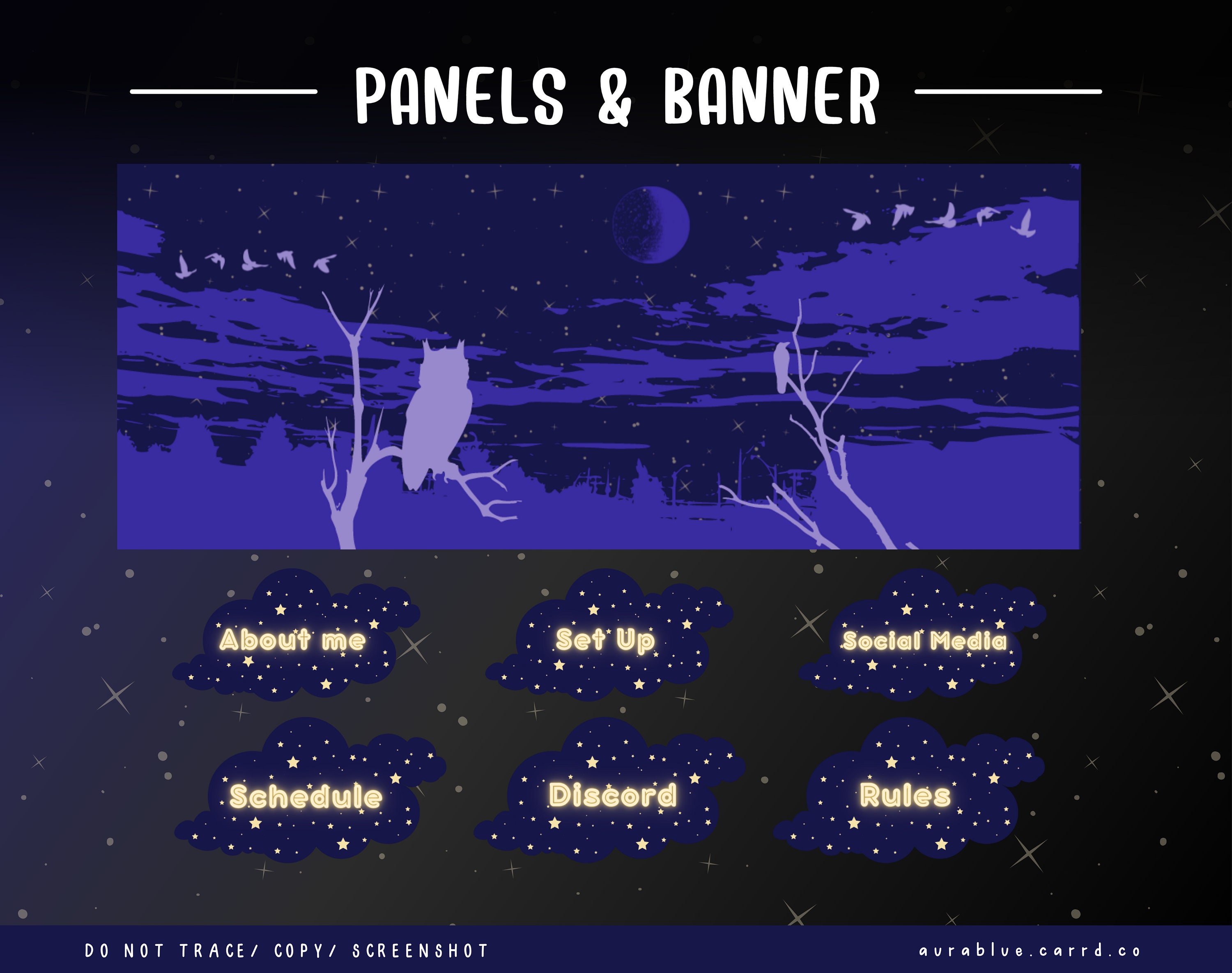 Night Streaming Overlay Stream Bundle Twitch Overlay Cute Stars - Etsy
