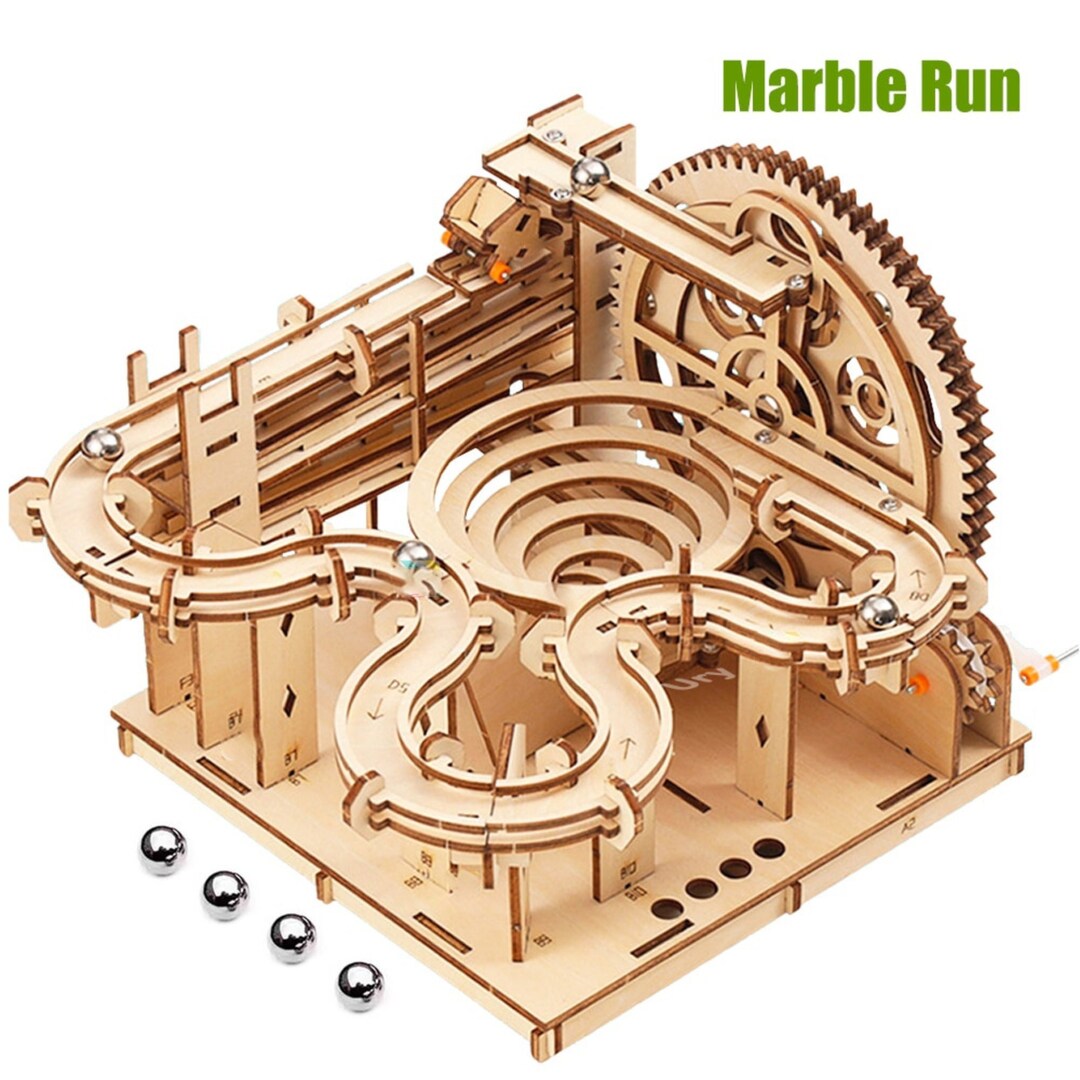 Marble Run Maze Wooden 3D Puzzle Catapult Double Track - Etsy Canada