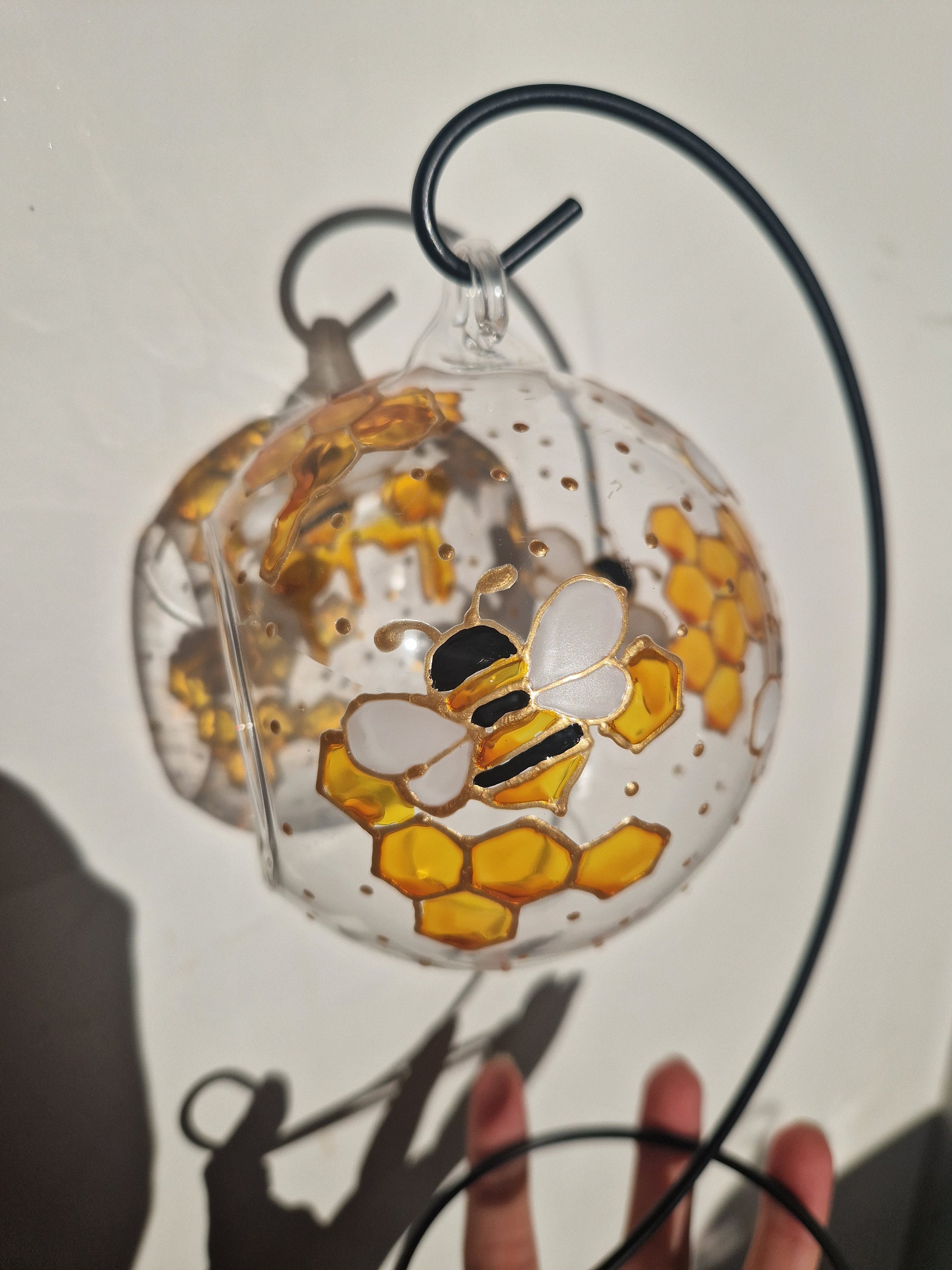 Butterflies and Bees Glass Bauble Holder, Tea Light Candles Holder ...