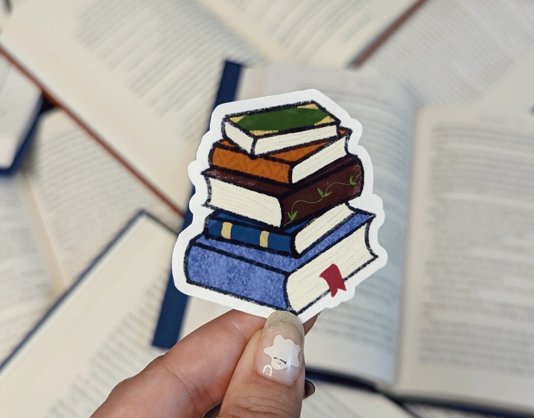 Stack of Books Sticker // Pile of Books, Reading // Vinyl Sticker, E ...