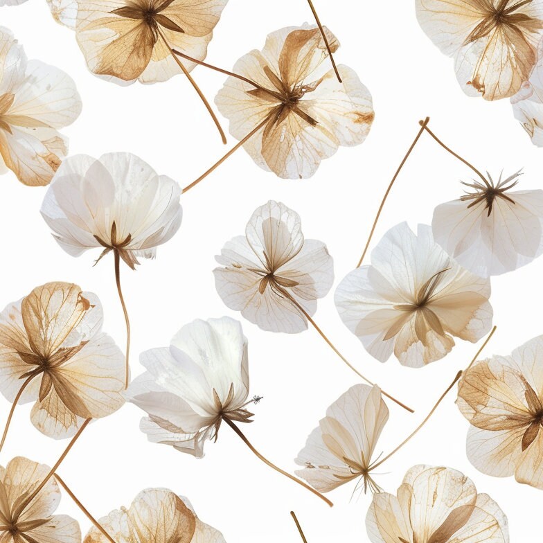 White Pressed Flower Art Print - Digital Download - Etsy