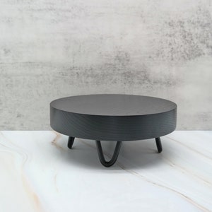 Red Oak Wood Black Round Riser, Mid Century Modern Display Riser ...