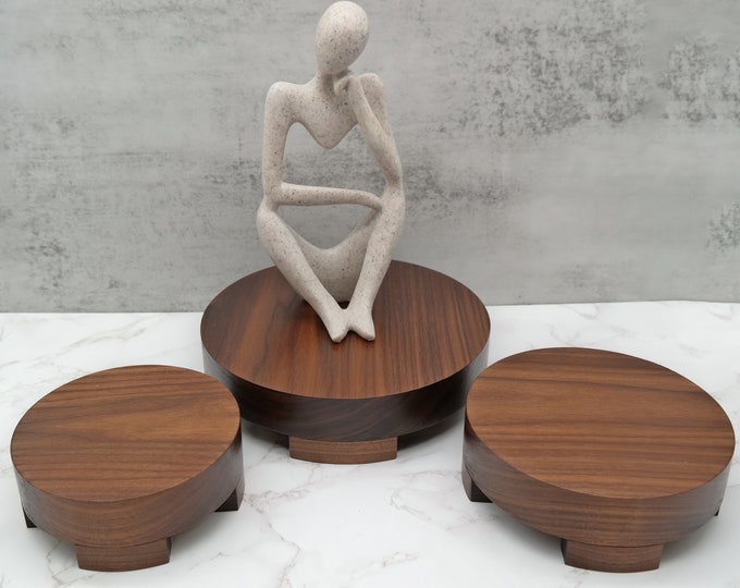 8.5 Round Wood Cake Stand, Rustic Cake Stand, Farmhouse Pedestal Riser ...