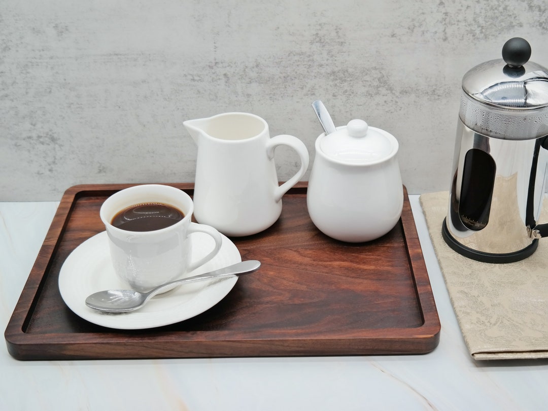 Walnut Wooden Serving Tray for Coffee Bar, Rectangle Wood Walnut Tray ...