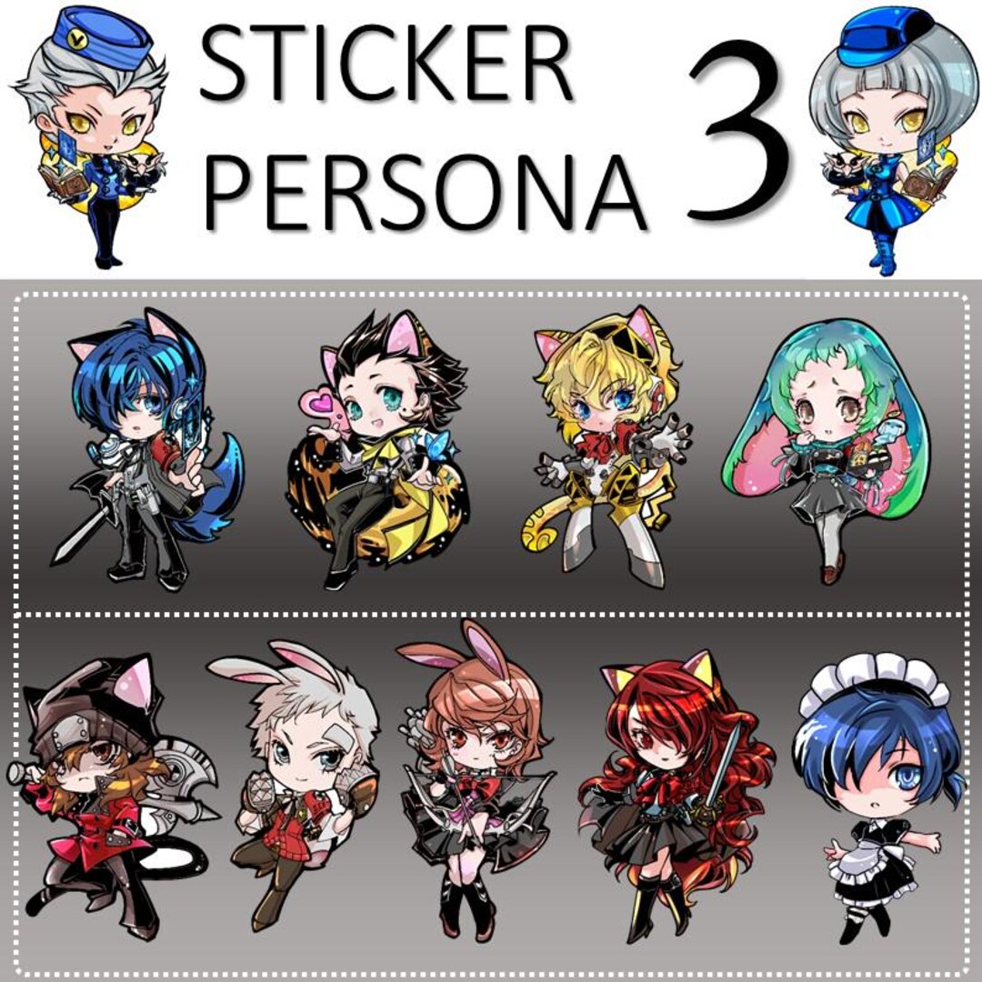 Persona 3 Stickers Handmade Chibi // MC3 Mokoto, Aigis, Ryoji, Akihiko ...