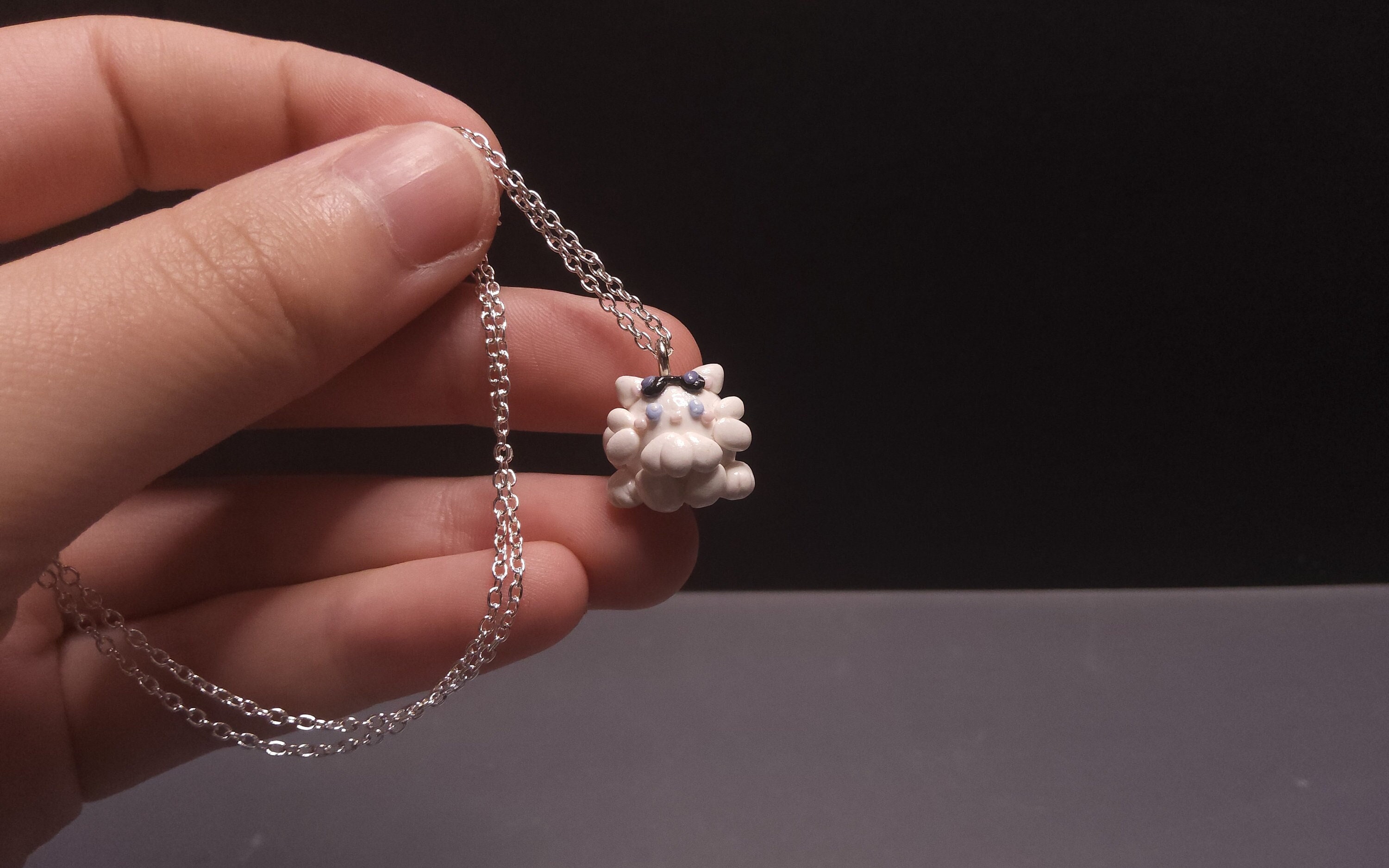 Fluffy Gojo Cat JJK | *made to Order | Necklace & Charm | Polymer Clay ...