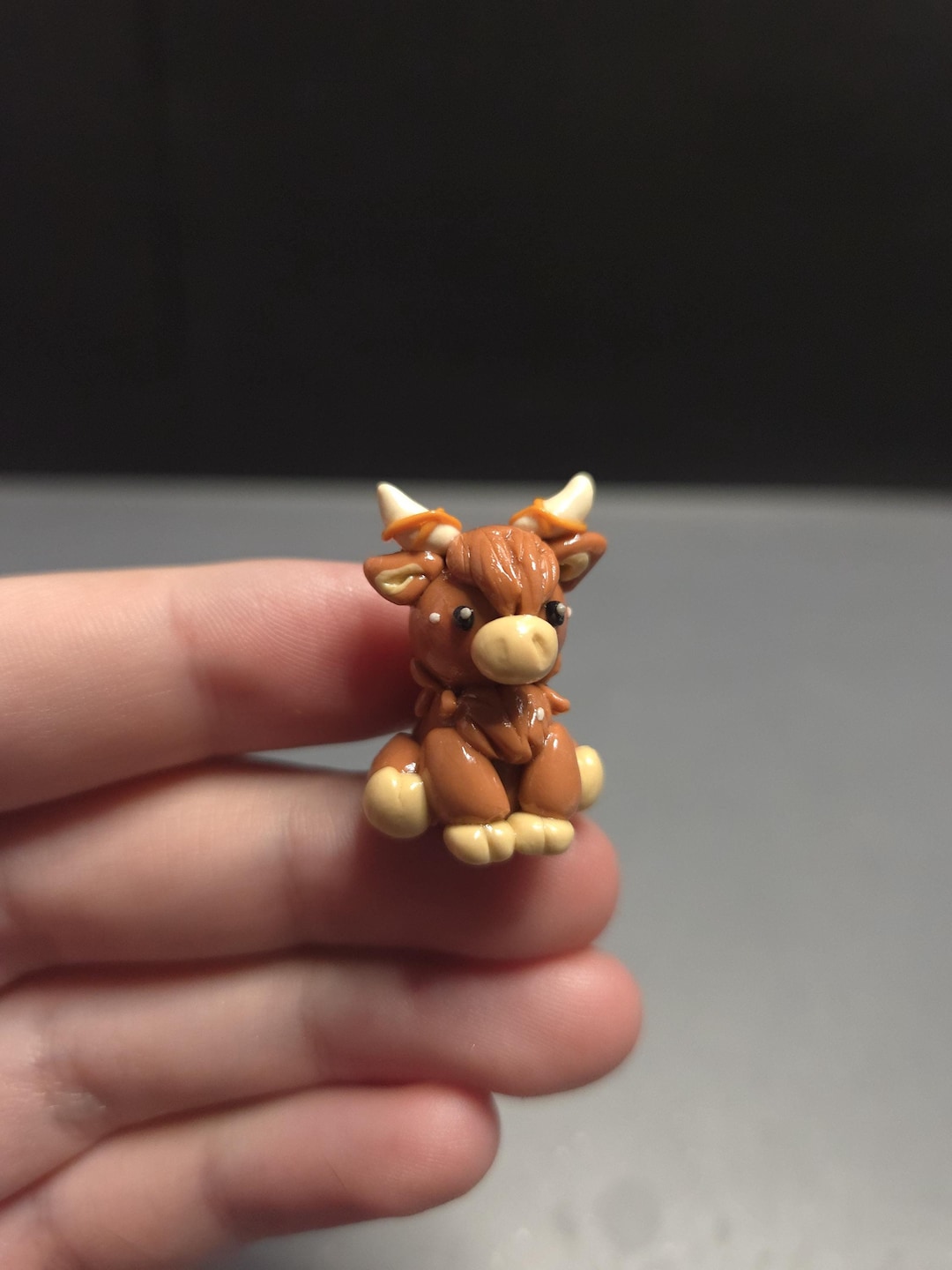Highland Cow Mini Desk Buddy Polymer Clay Figure - Etsy