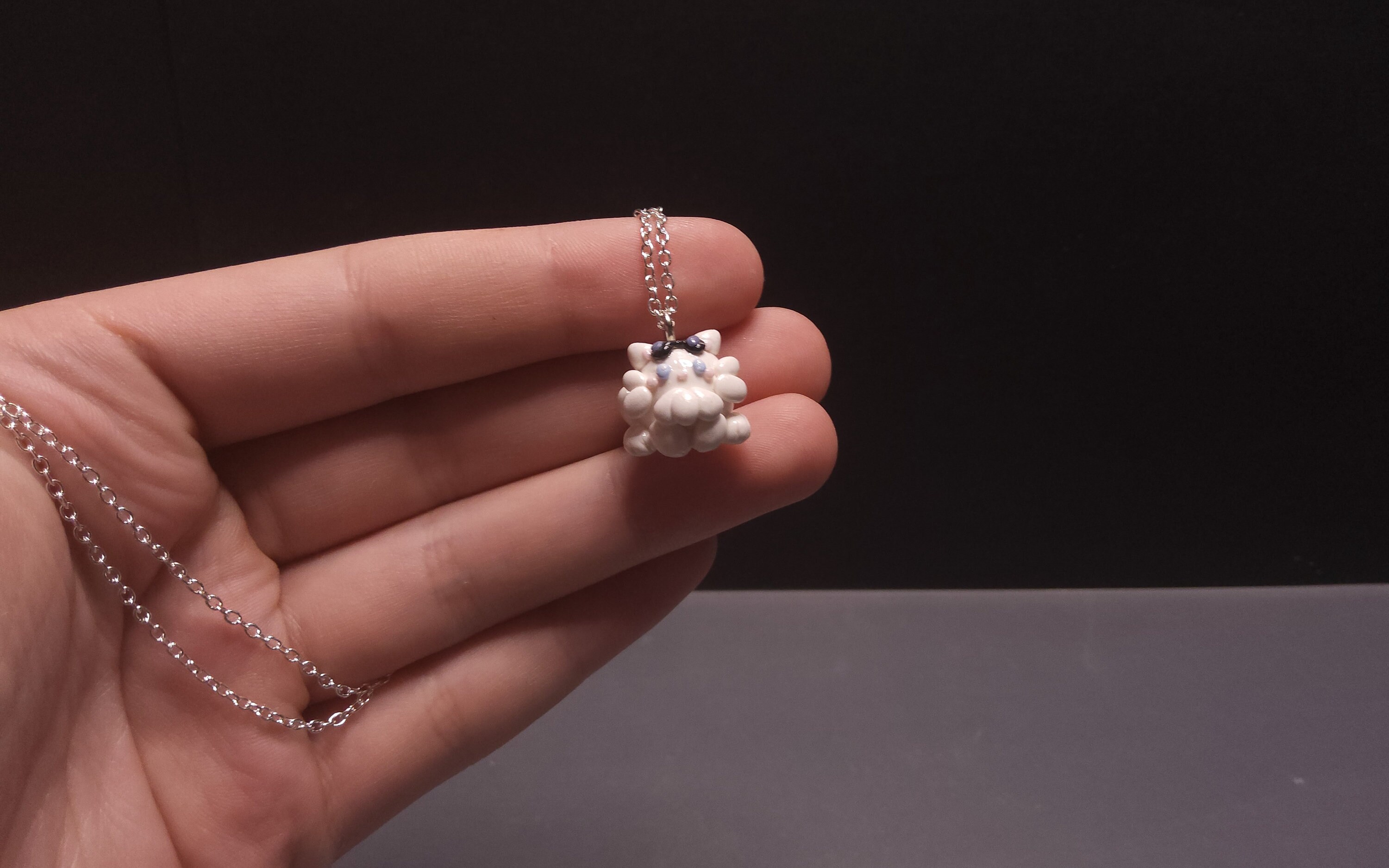 Fluffy Gojo Cat JJK | *made to Order | Necklace & Charm | Polymer Clay ...