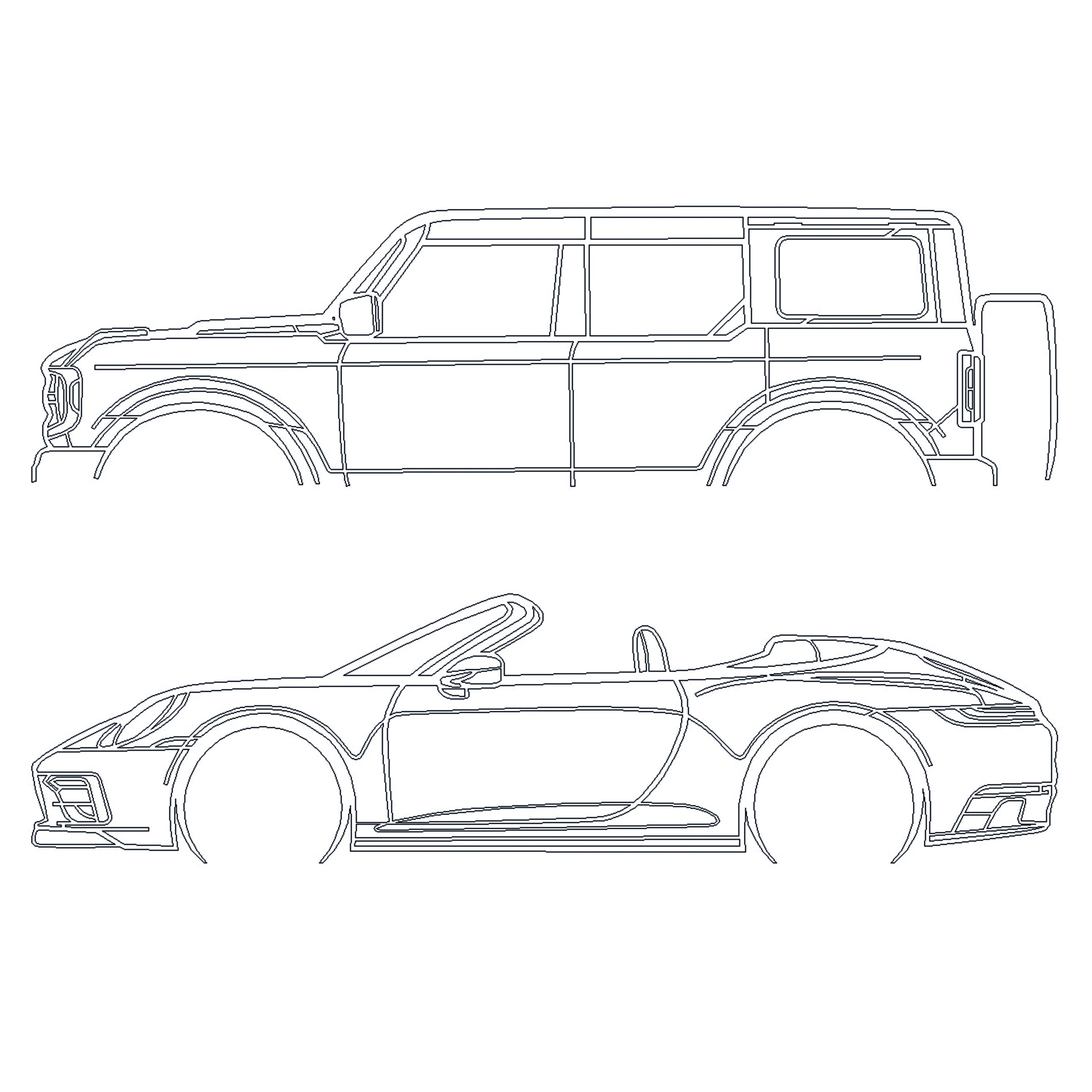Car Dxf File, Dxf-ai-pdf, Car Vector Art, Car Laser Cut, Downloadable ...