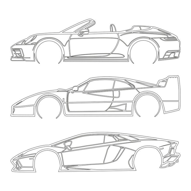 Car Dxf File, Dxf-ai-pdf, Car Vector Art, Car Laser Cut, Downloadable ...