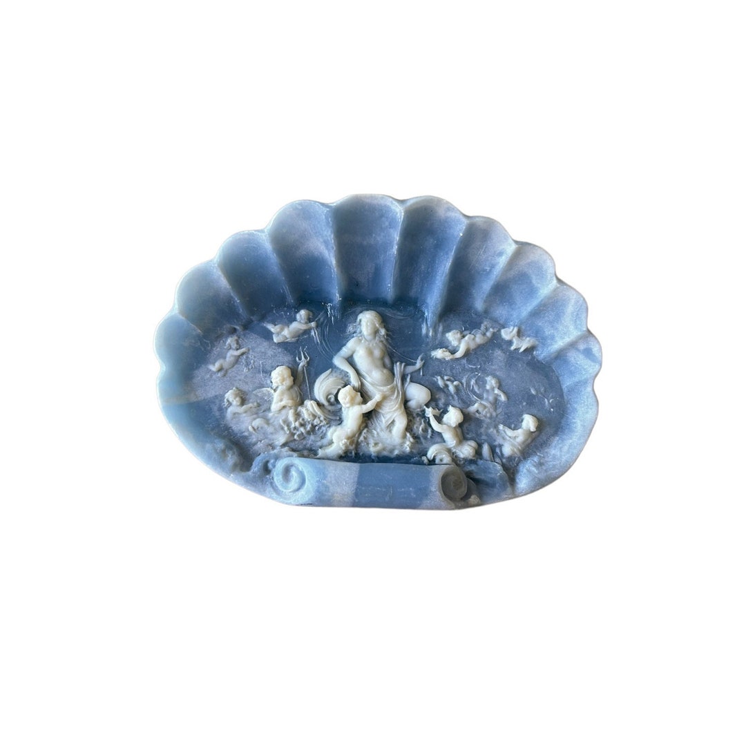 Vintage '70s Incolay Blue Marbled Stone Soap Dish Clam - Etsy