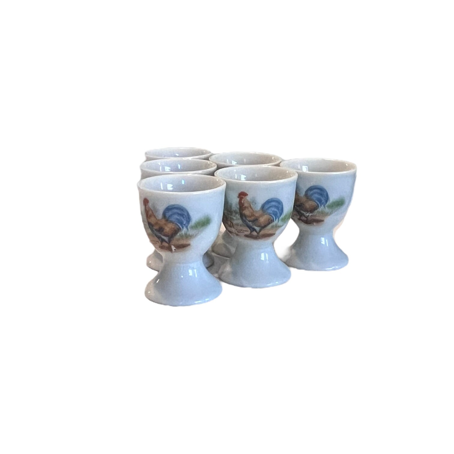 Vintage Midcentury Rooster Chicken Egg Cups Set of 6 Made in - Etsy