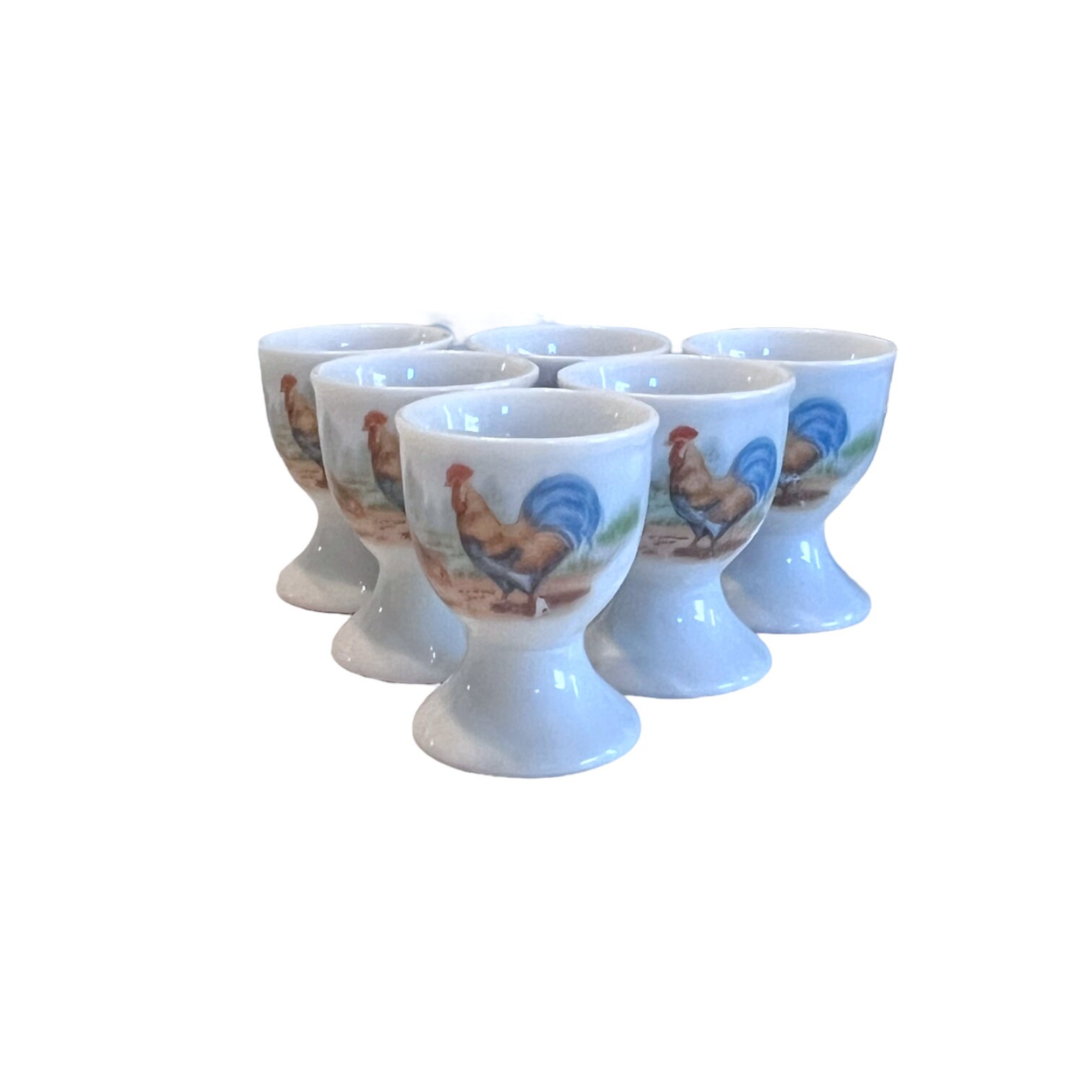 Vintage Midcentury Rooster Chicken Egg Cups Set of 6 Made in - Etsy