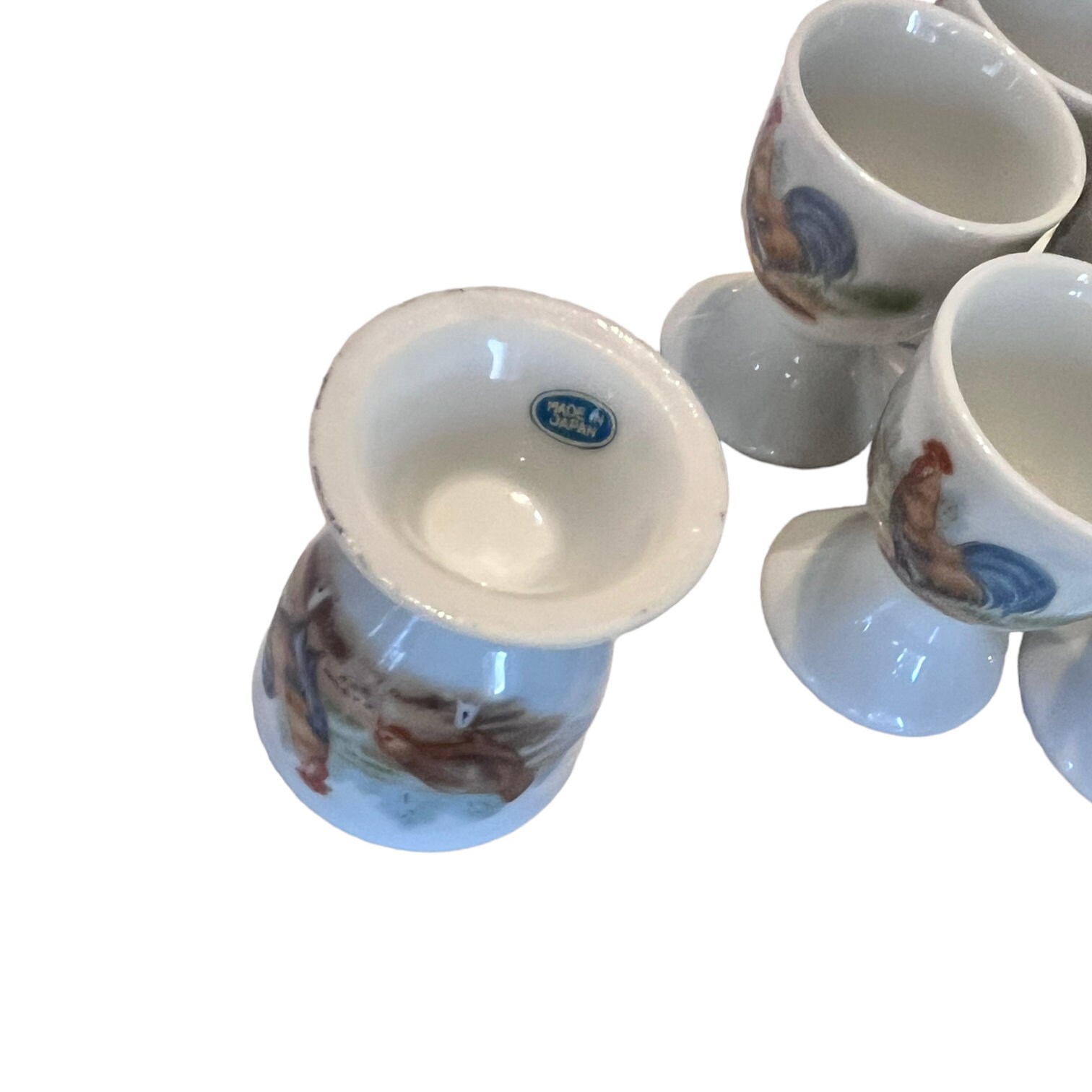 Vintage Midcentury Rooster Chicken Egg Cups Set of 6 Made in - Etsy