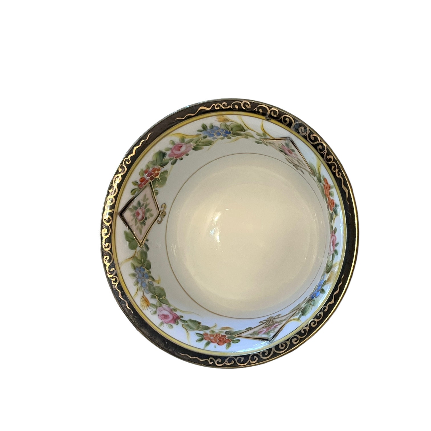 Antique 1910s Handpainted Noritake Morimura Green Mark Pedestal Bowl ...