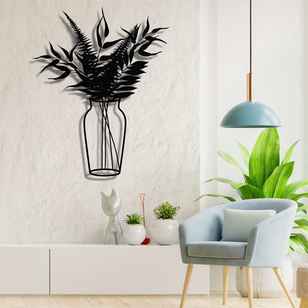 Metal Wall Decor Vase 2 Home Living Room Decor Wall Sign - Etsy
