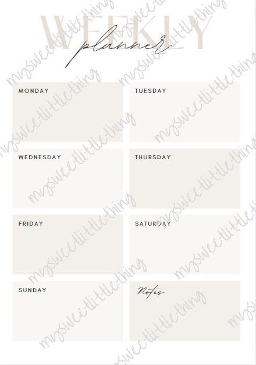 A4 Printable Weekly Planner - Etsy