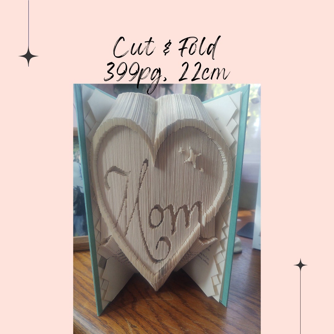 Pattern_folded Book Art_mom in a Heart With Sparkles - Etsy