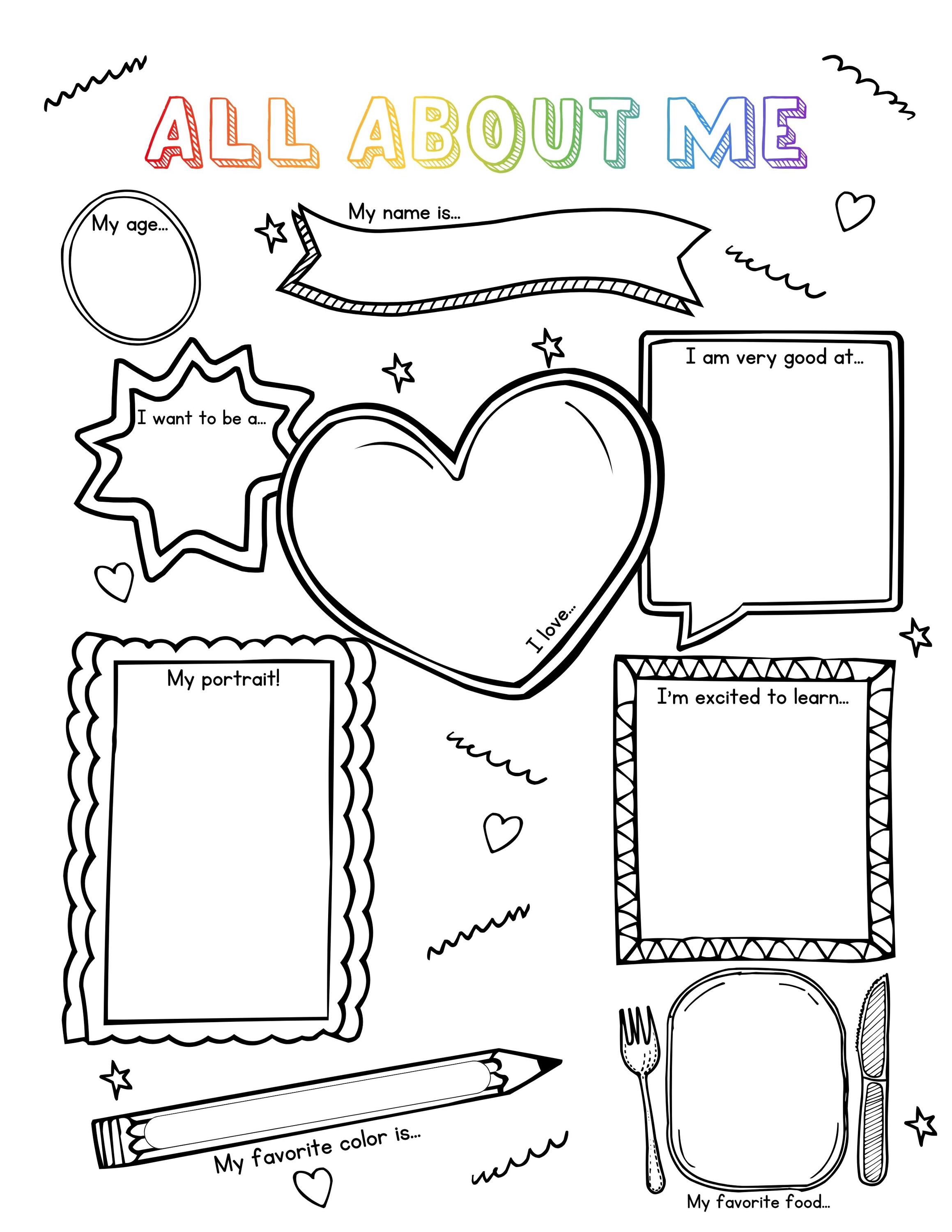 All About Me Printable Worksheet for Kids, Activity for Kids ...