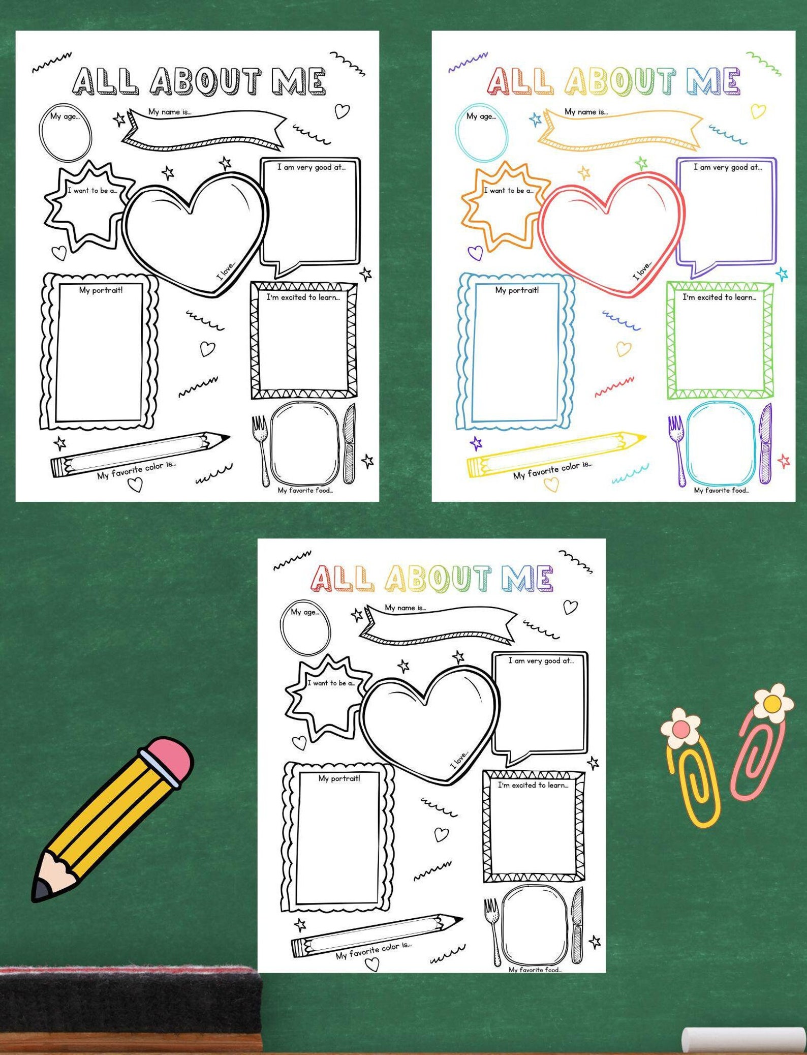 All About Me Printable Worksheet for Kids, Activity for Kids ...