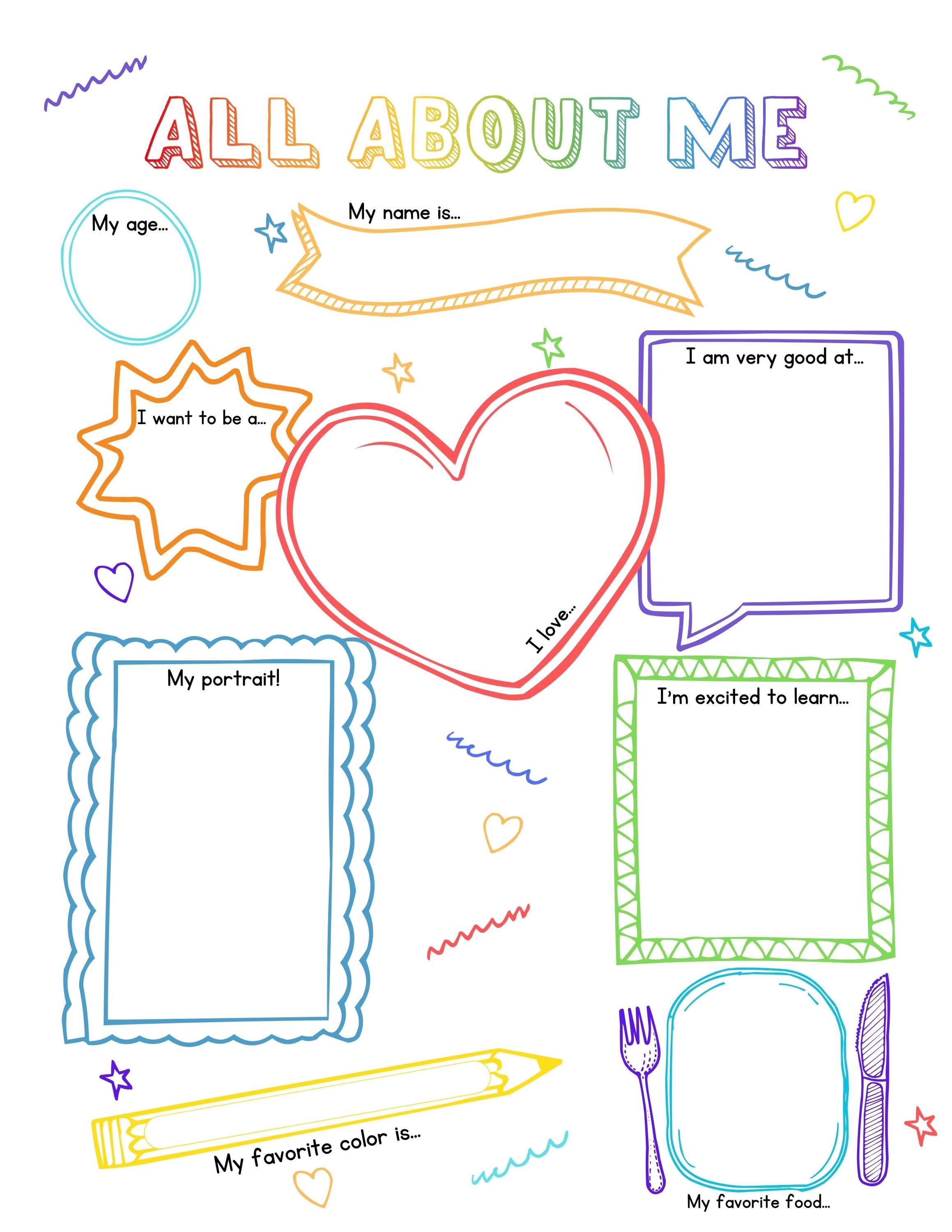 All About Me Printable Worksheet for Kids, Activity for Kids ...