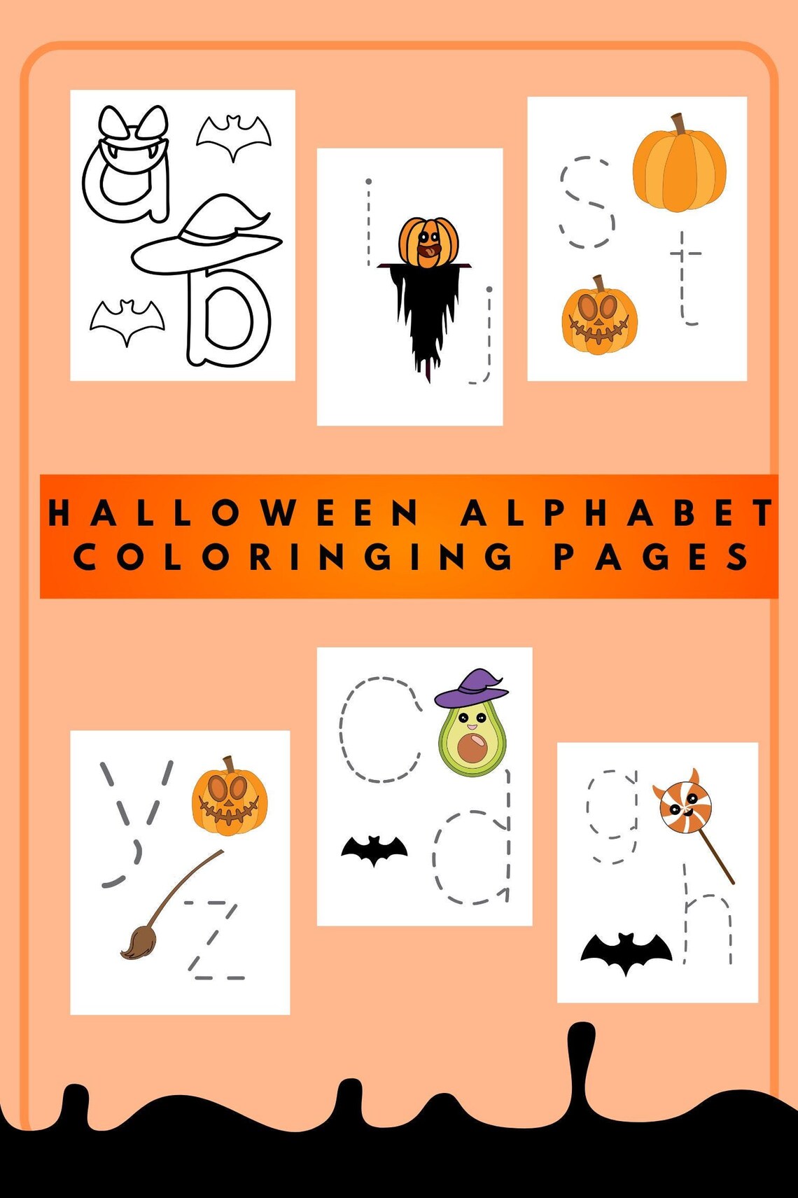 Printable Halloween ABC Coloring Pages for Kids, Halloween Alphabet ...