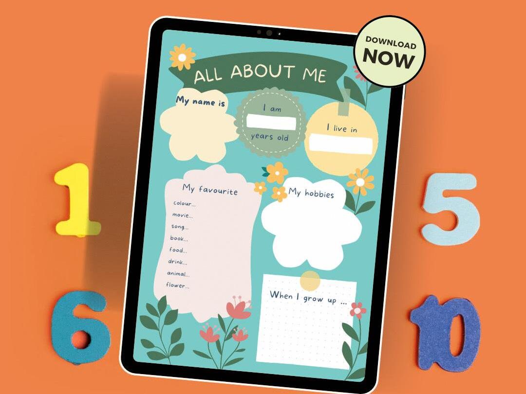 Druckbares Arbeitsblatt Alles über mich für Kinder, Schulanfang ...