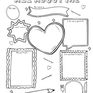 All About Me Printable Worksheet for Kids, Activity for Kids ...