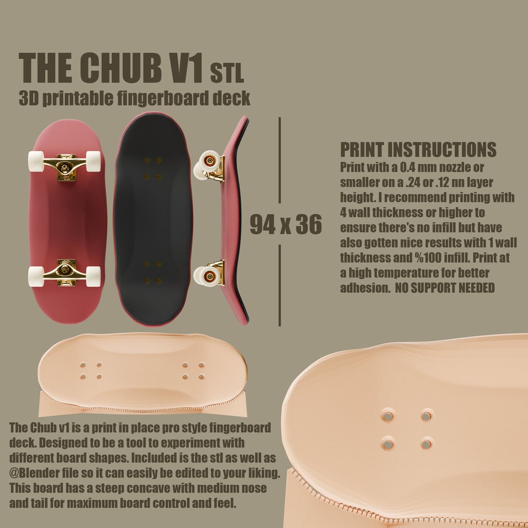 The Chub 3d Printable Fingerboard Stl - Etsy