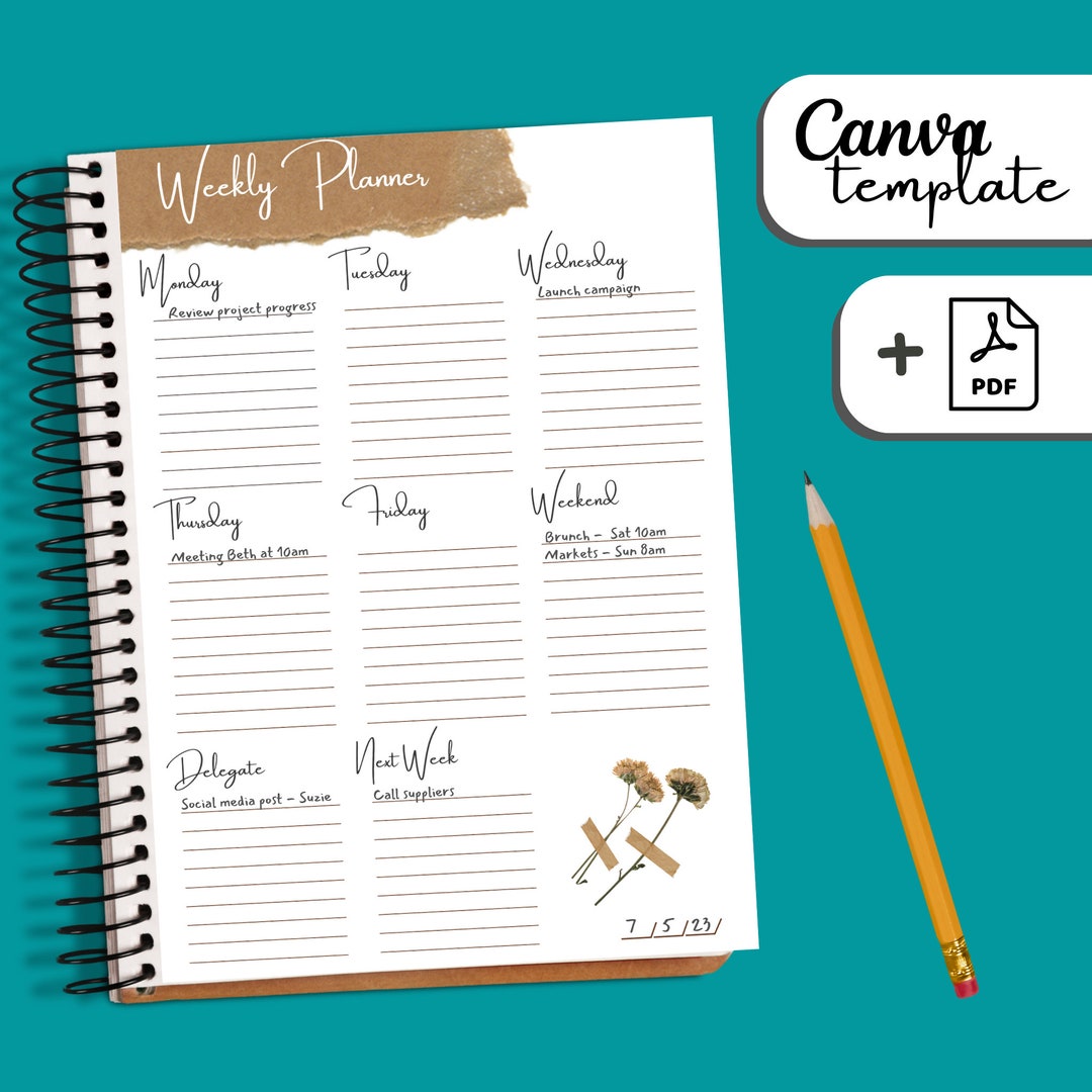 Rustic Weekly Planner (binder Notebook) - Canva Template - Etsy