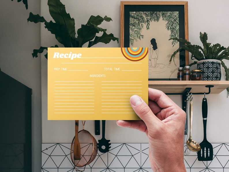 Printable Retro Recipe Cards (2) - Canva Template - Etsy