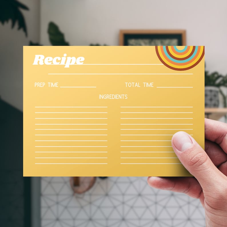 Printable Retro Recipe Cards (2) - Canva Template - Etsy