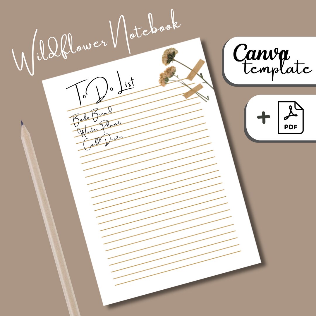 Printable A5 Wildflower Notebook Inserts - Canva Template - Etsy