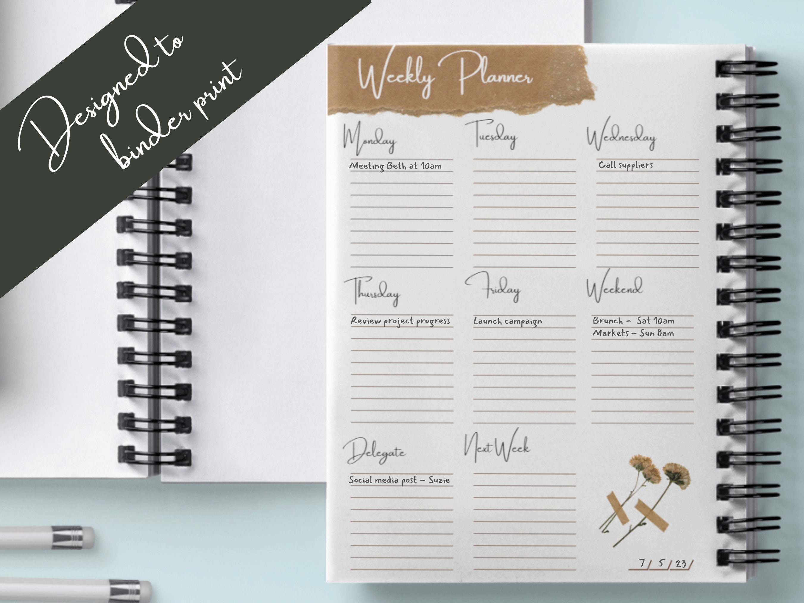 Rustic Weekly Planner (binder Notebook) - Canva Template - Etsy