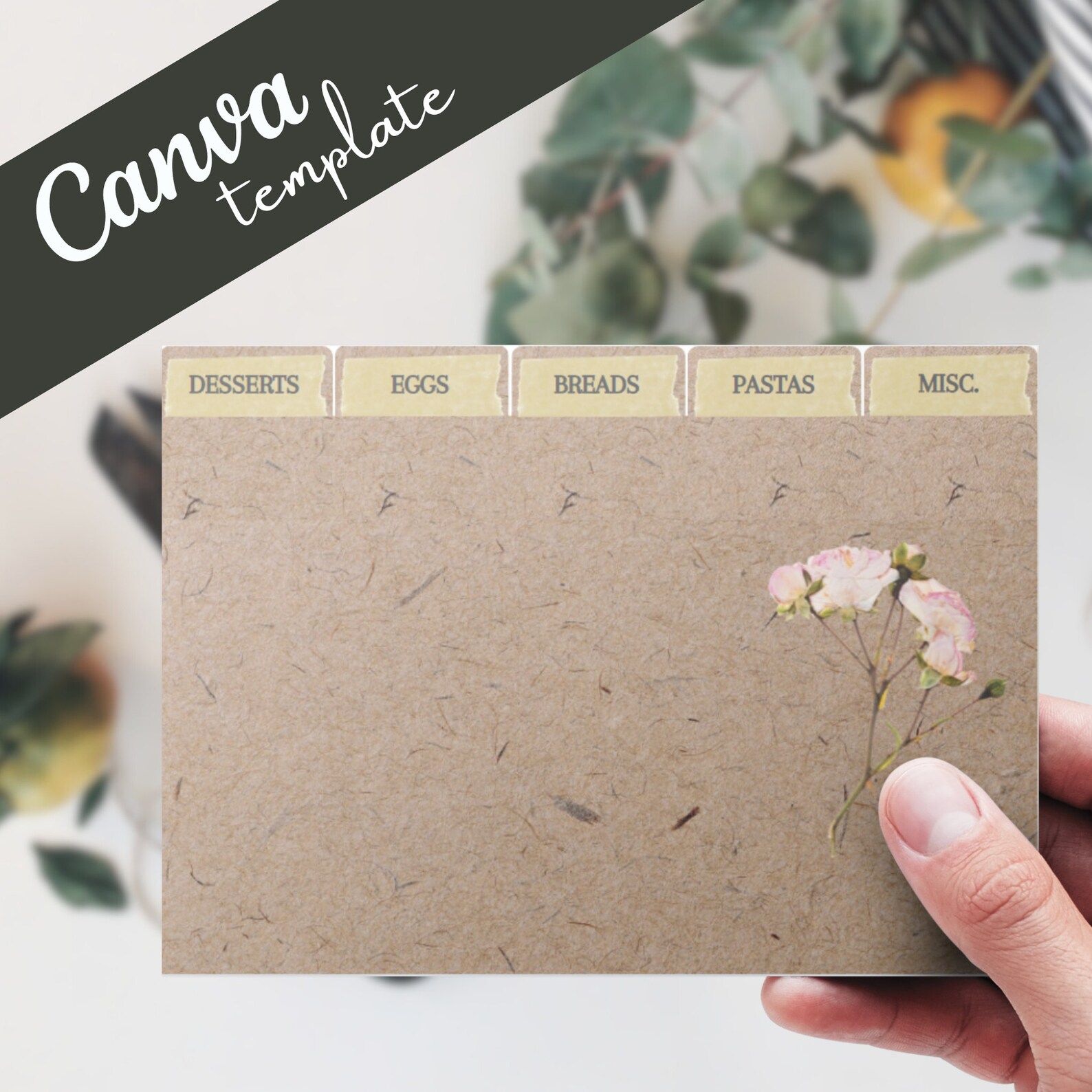 Printable Wildflower Recipe Card Dividers (3) - Canva Template - Etsy