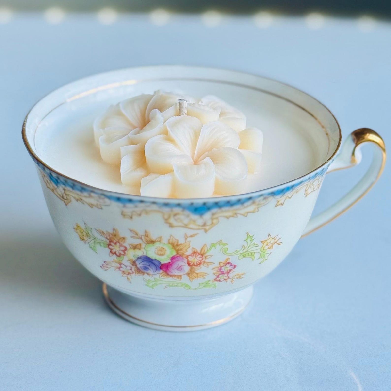Vintage Teacup Candle, Upcycled Tea Cup, Hand-painted Floral Coquette ...