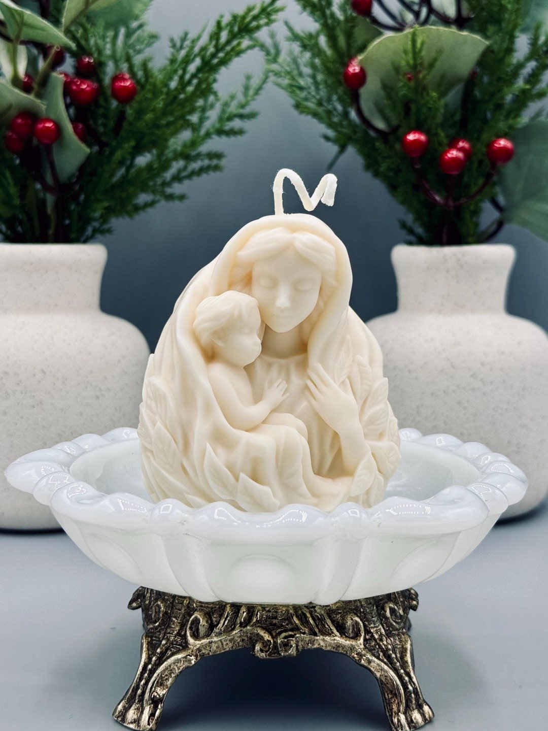Handmade Nativity Candle| Virgin Mary & Baby Jesus Soy Candle| Handmade ...