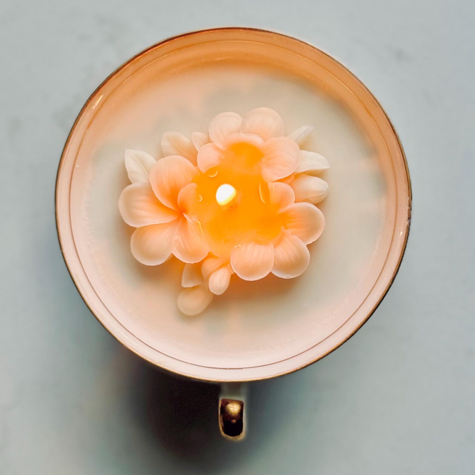 Vintage Teacup Candle, Upcycled Tea Cup, Hand-painted Floral Coquette ...