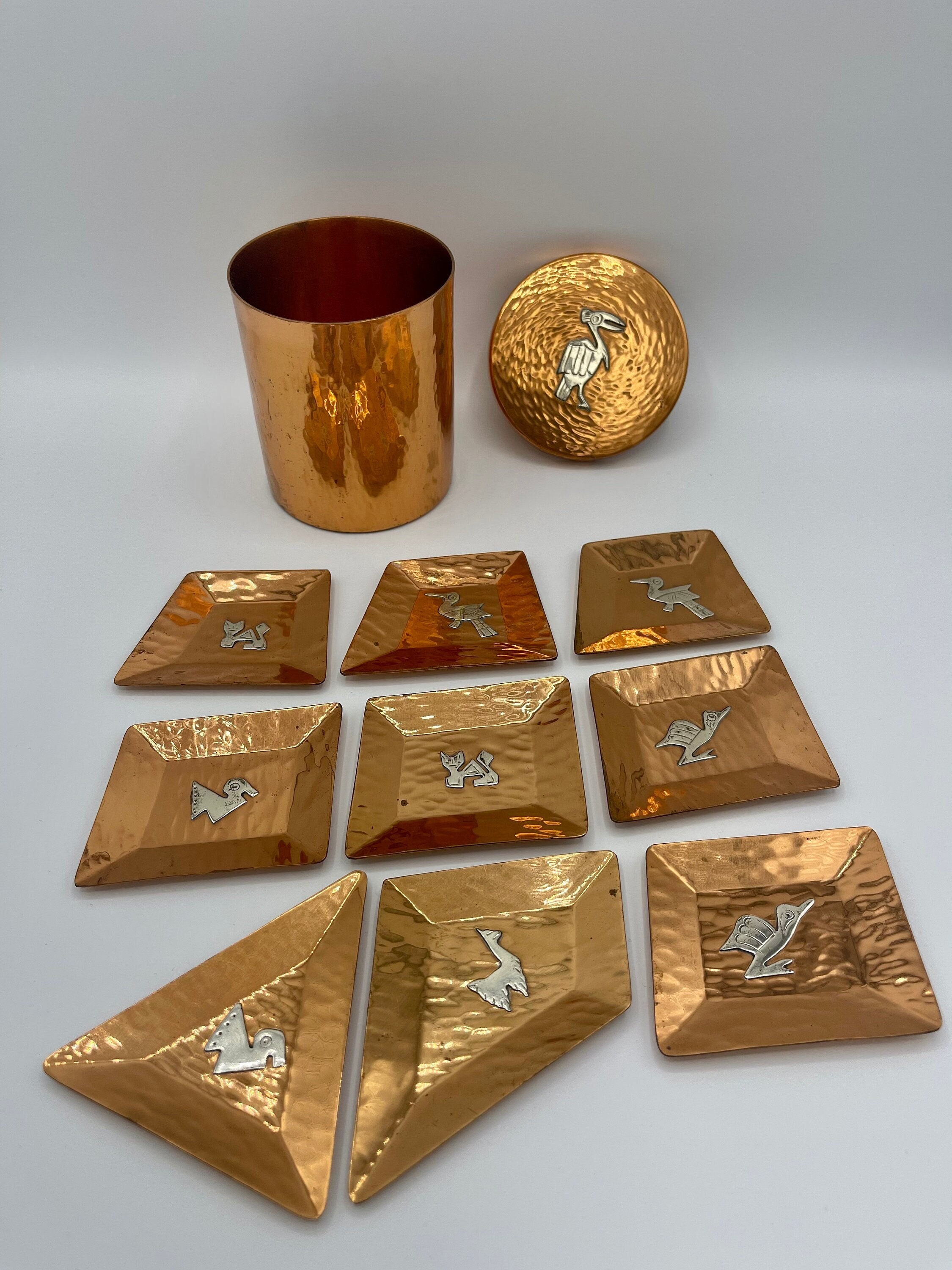 Vintage Inca Tray Set Handwrought by Vicky Peru 925 Sterling Silver and ...