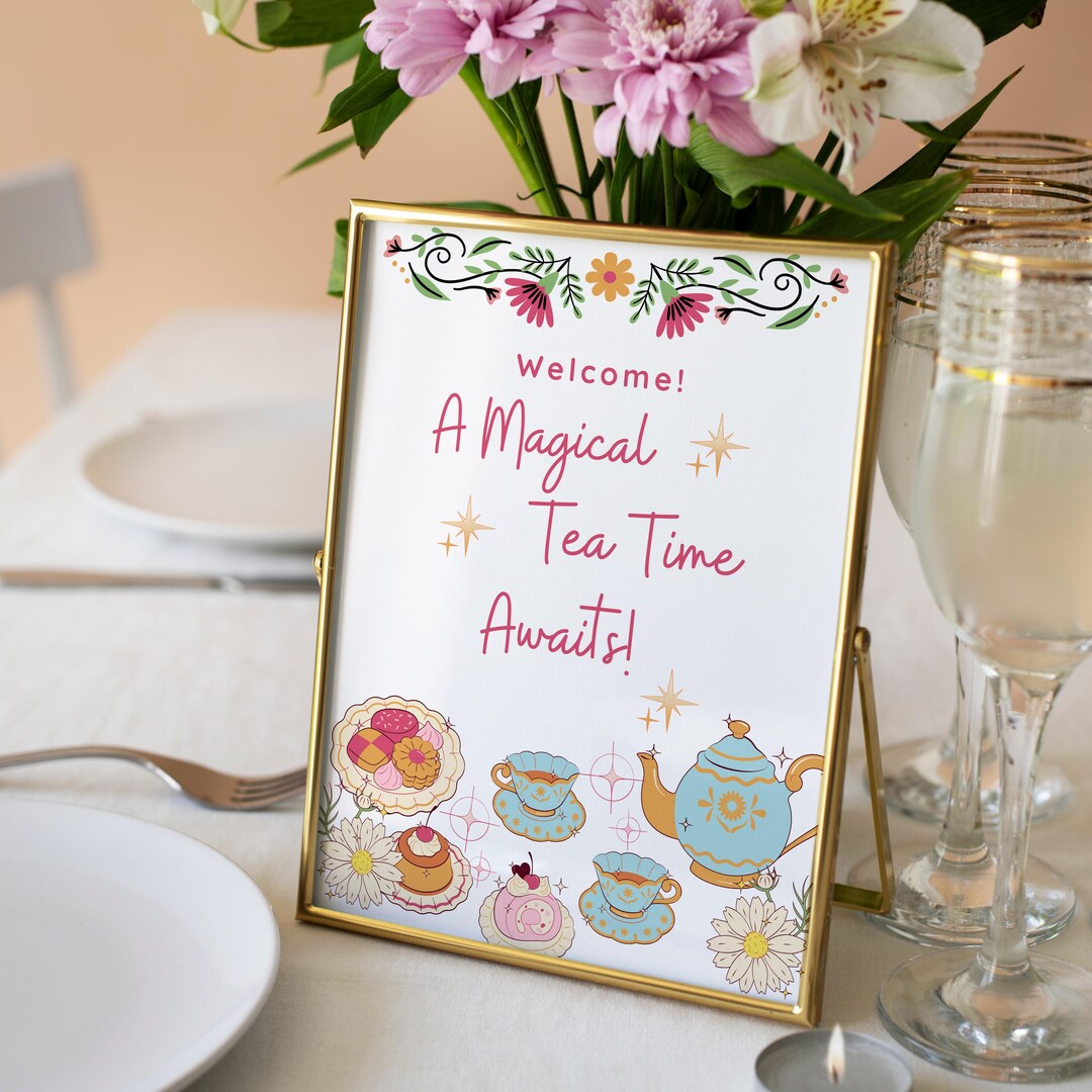 Tea Party Sign, Welcome Signage for Tea Party Birthday, Digital Invites ...