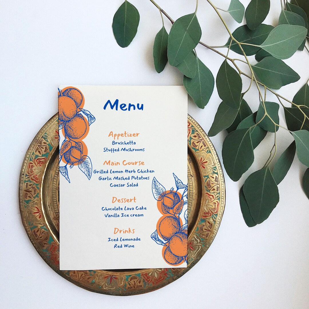 Brunch Menu Card Template, Digital Menu, Hand Drawn Dinner Menu ...