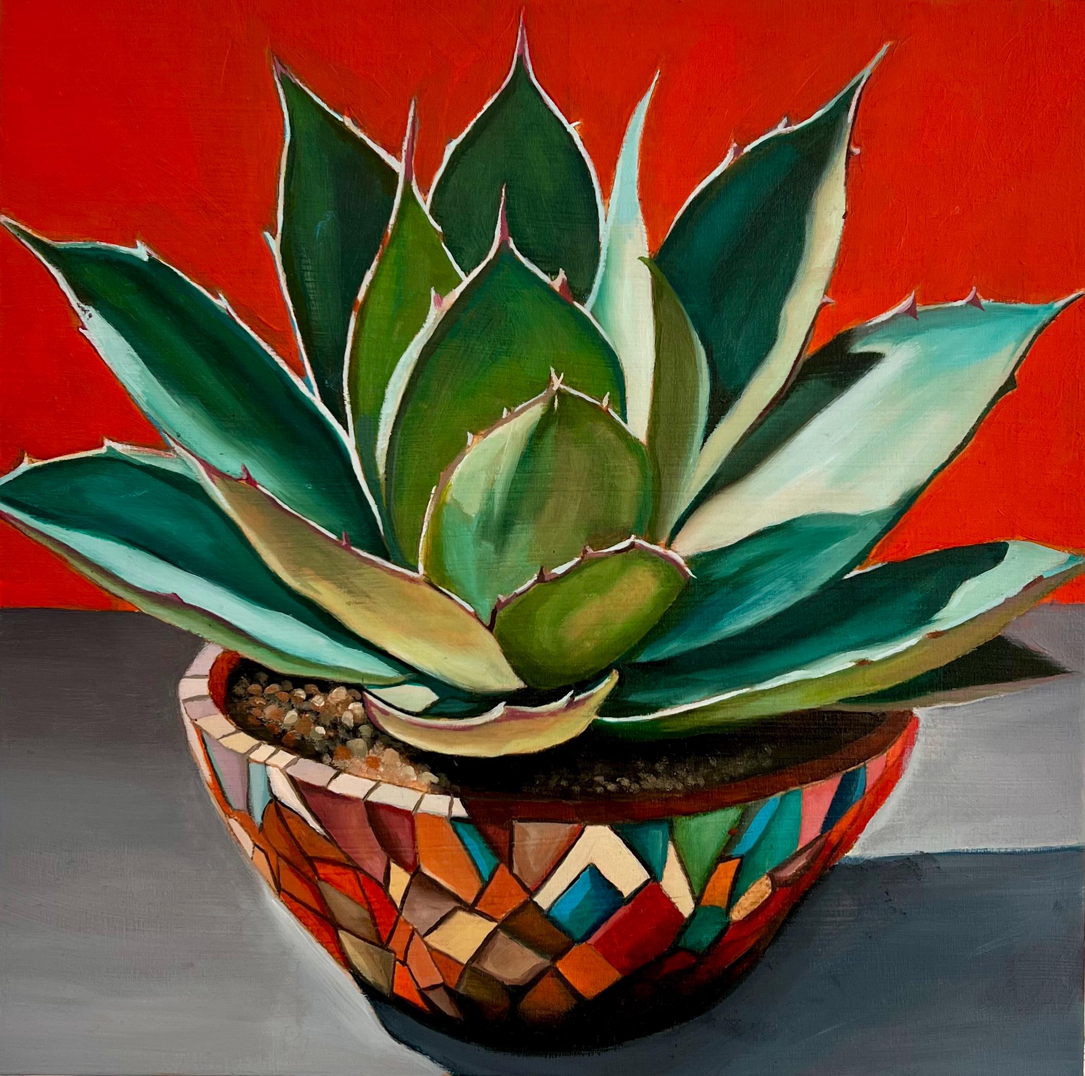 Agave and Tiles. Original Oil Painting on Cradled Wood Panel, 12 X 12 ...