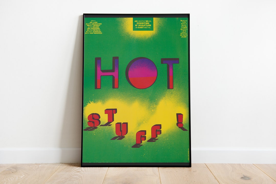 Vintage Hot Stuff Typography Print, Abstract Wall Art, 80s Poster ...