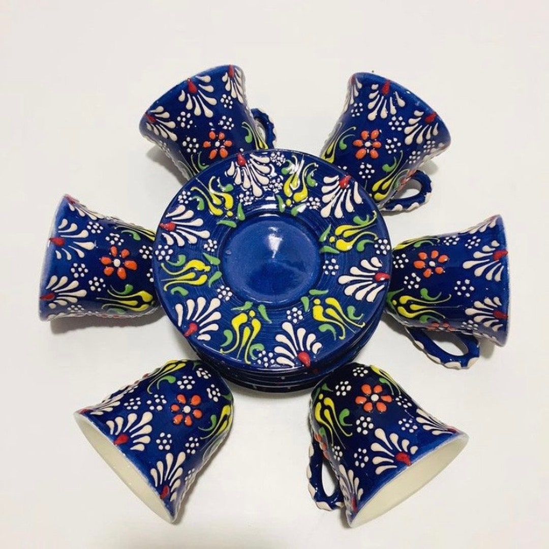 6 X Turkish Coffee Cup Set Espresso Mug Set Handmade Pottery Coffee ...