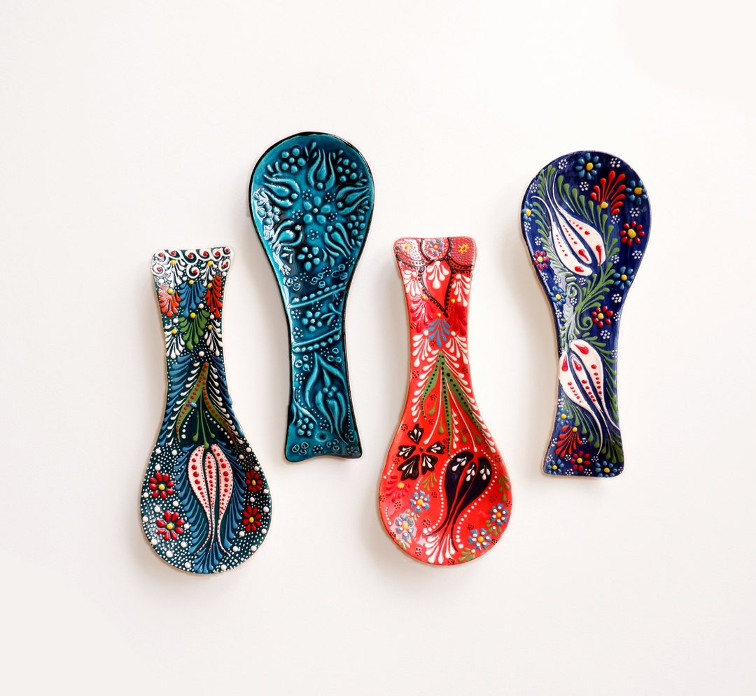Turkish Ceramic Spoon Rest Handmade Kitchen Spoon Holder Christmas Gift ...