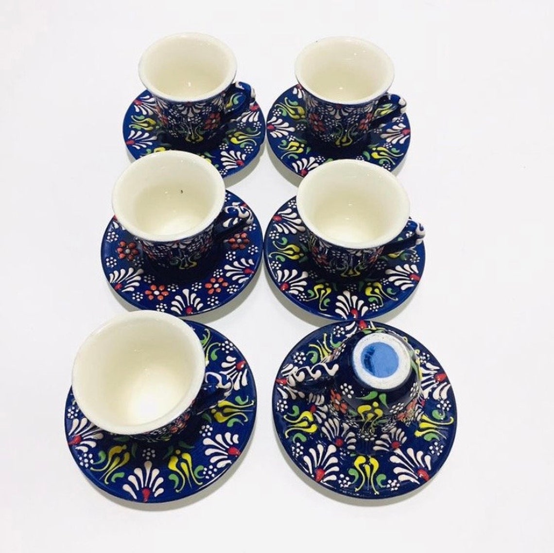 6 X Turkish Coffee Cup Set Espresso Mug Set Handmade Pottery Coffee ...