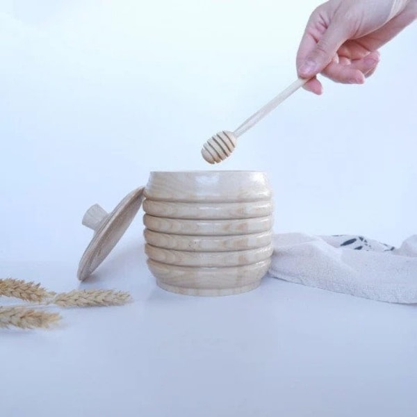 Wooden Honey Pot - Etsy