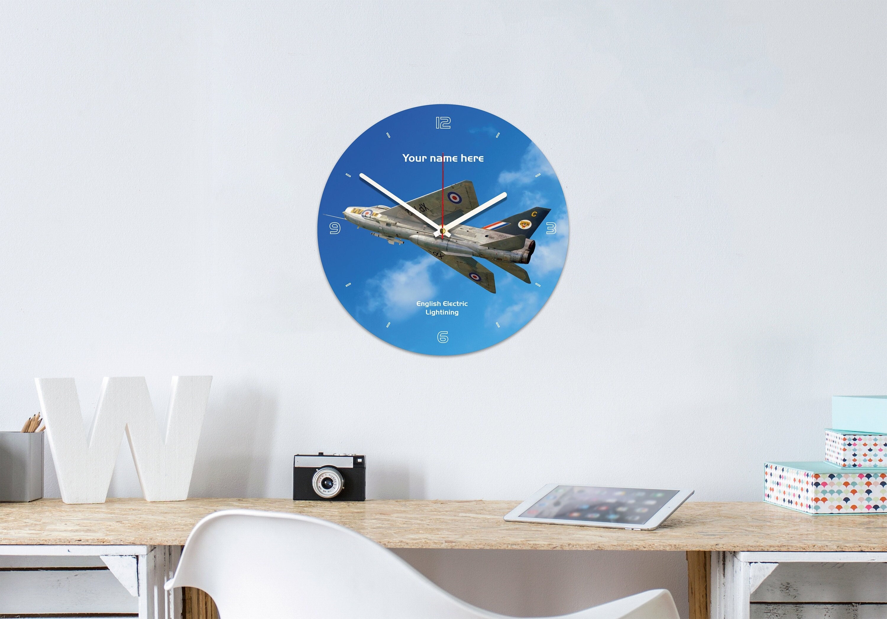 English Electric Lightning Jet Fighter Clock, Personalised, Hand Made ...