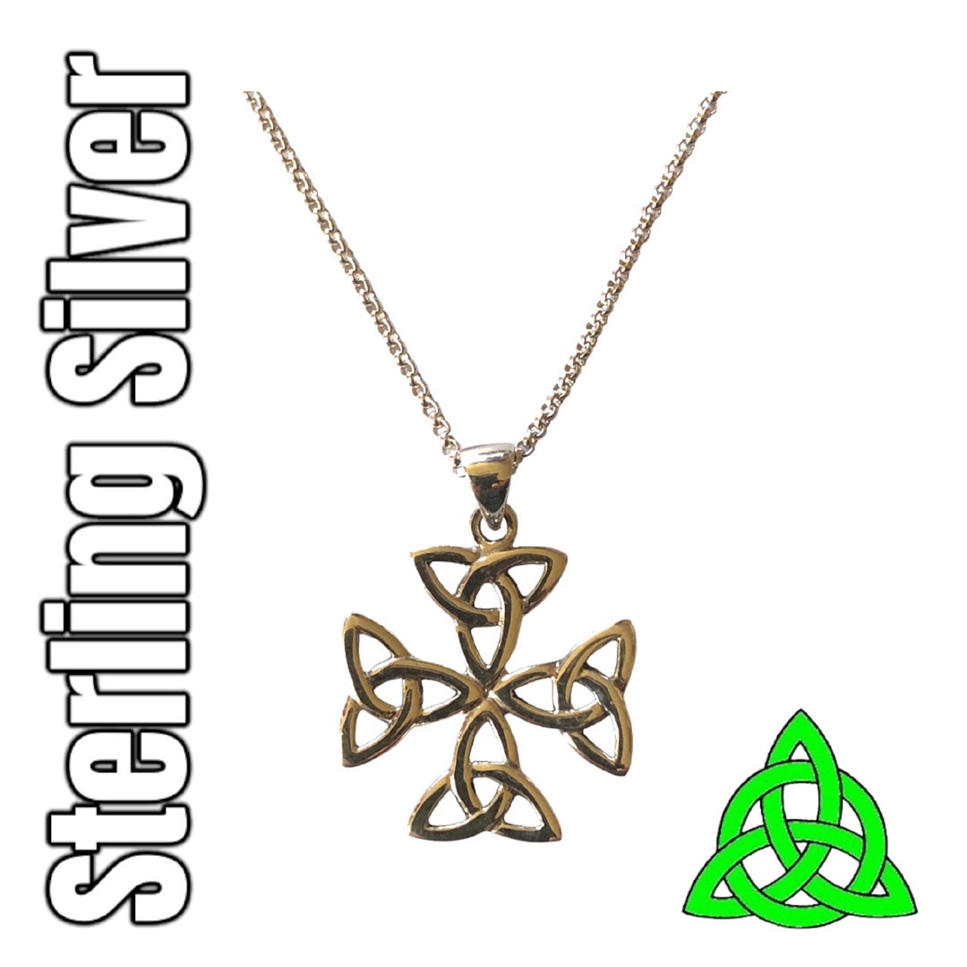 Silver Irish Celtic Trinity Knot Cross Knotwork Pendant Necklace - Etsy